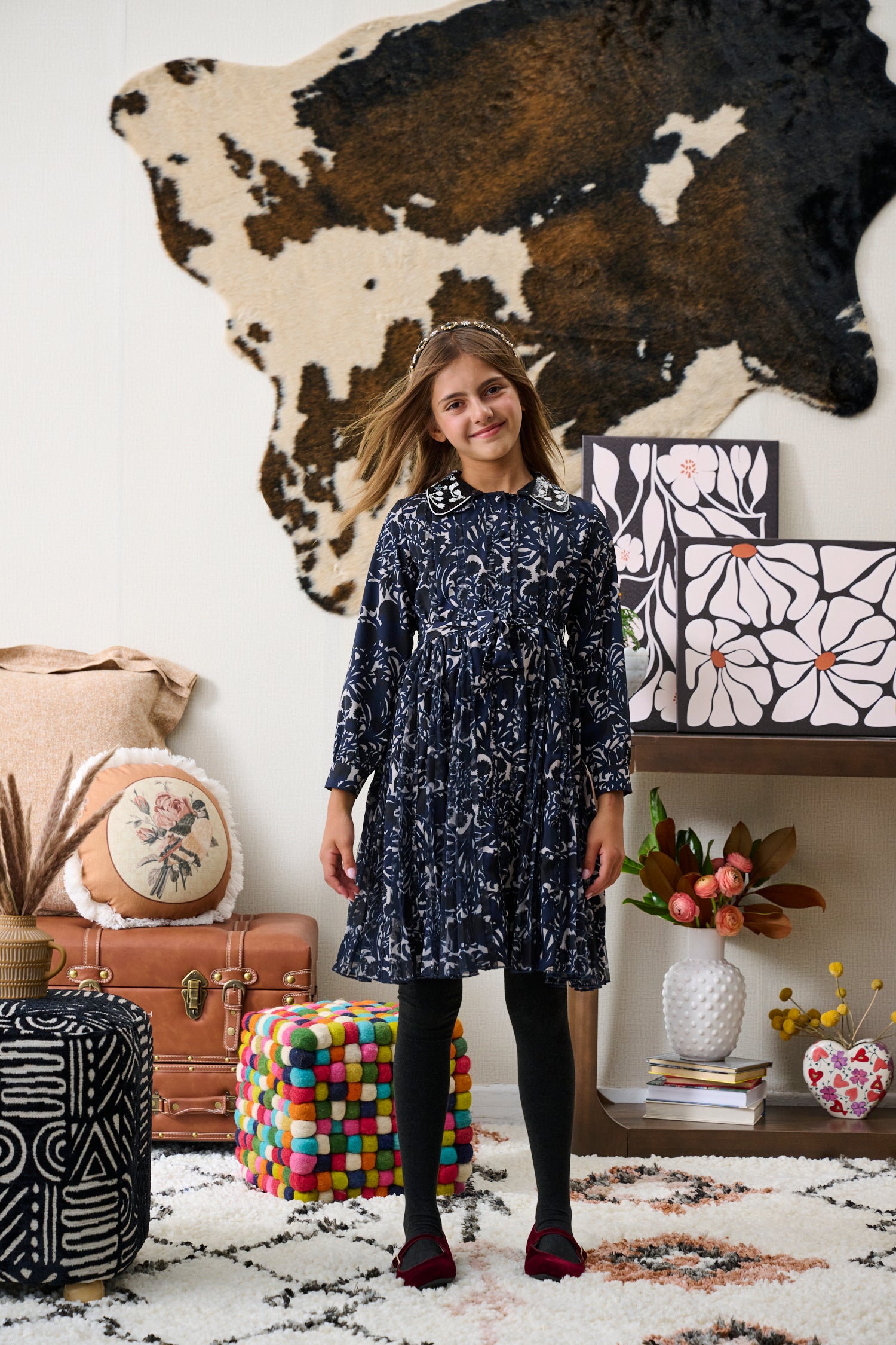 Porter Navy With White Black Design – Once Child and Teen