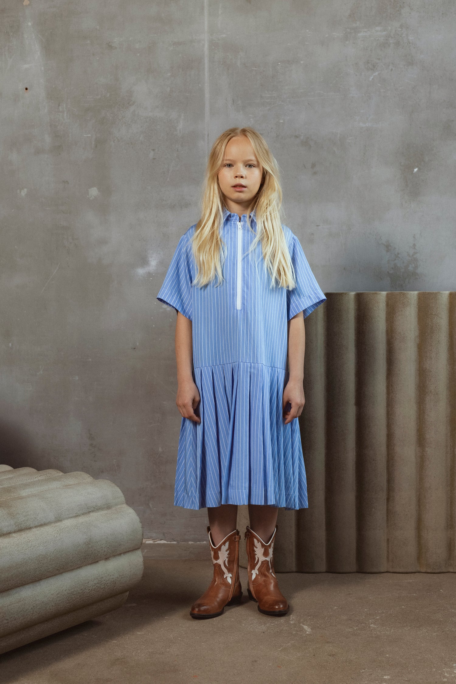 Unlabel Sky Blue Satin Zipper Dress – Once Child and Teen