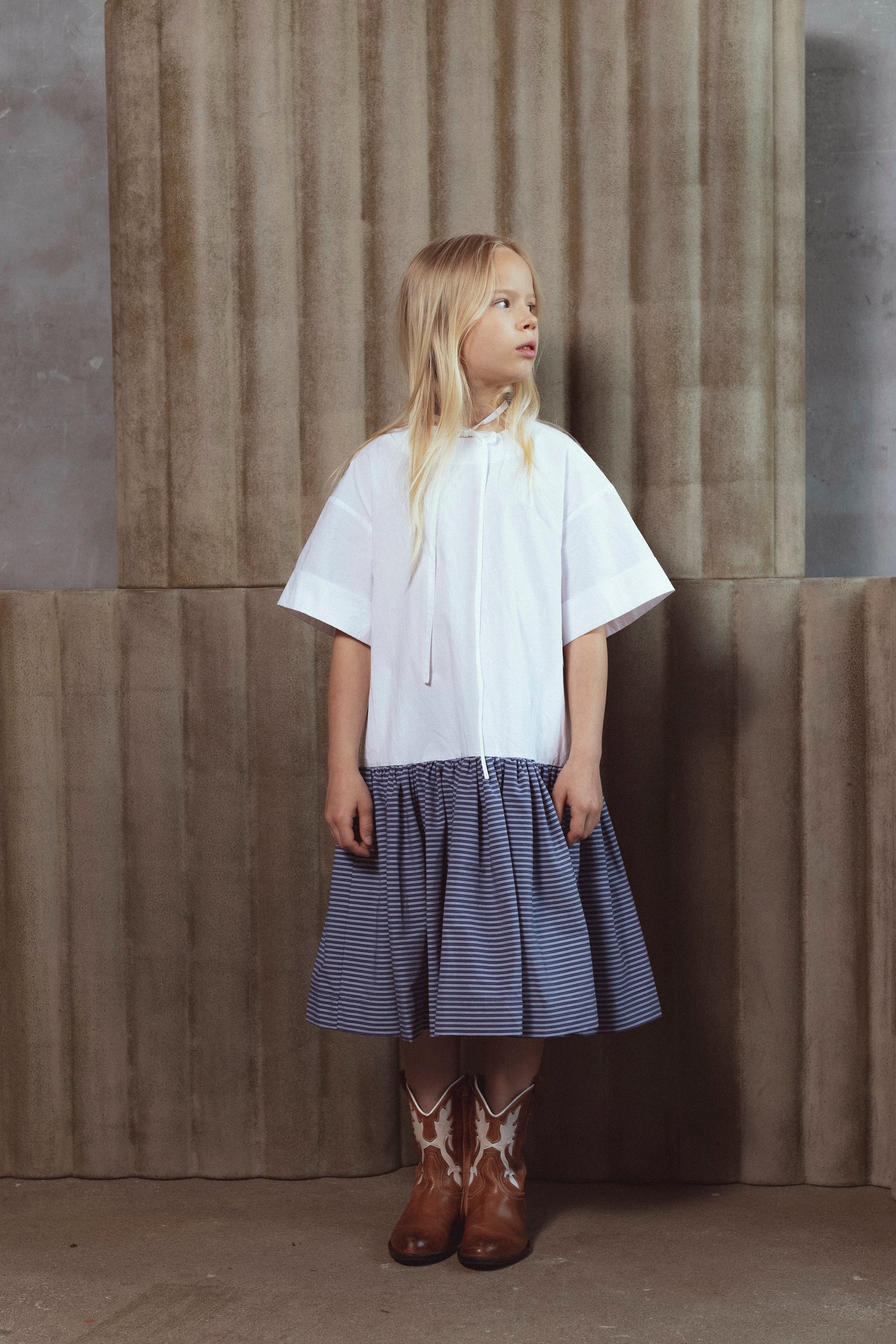 Unlabel Cate Dress-White/Navy – Once Child and Teen