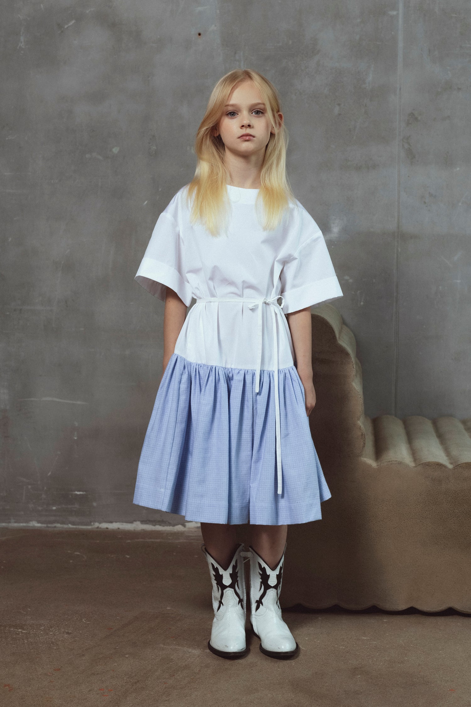 Unlabel Chloe Dress-White/Blue – Once Child and Teen